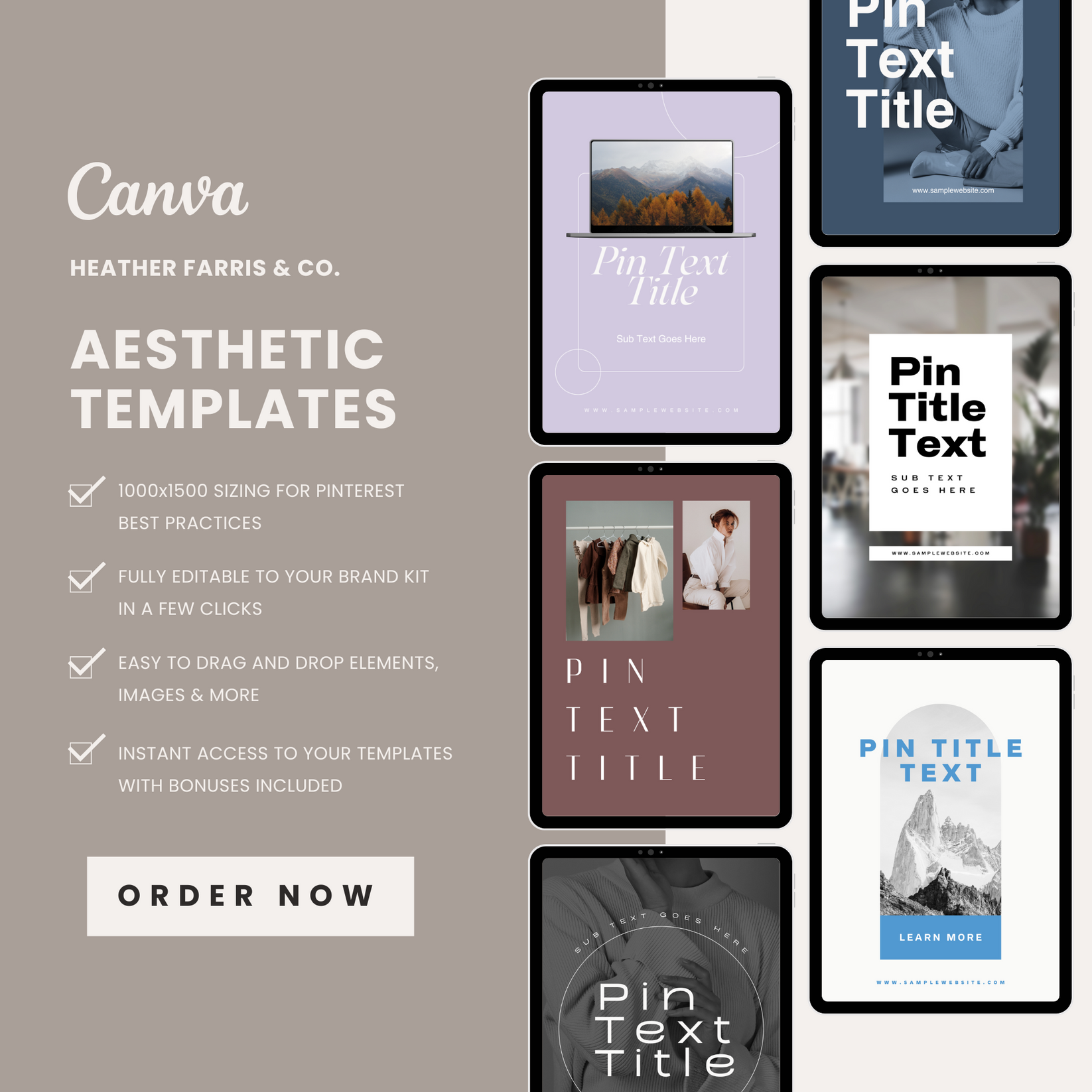 Aesthetic Pinterest Templates for Creators (Perfect for blogs & produc ...