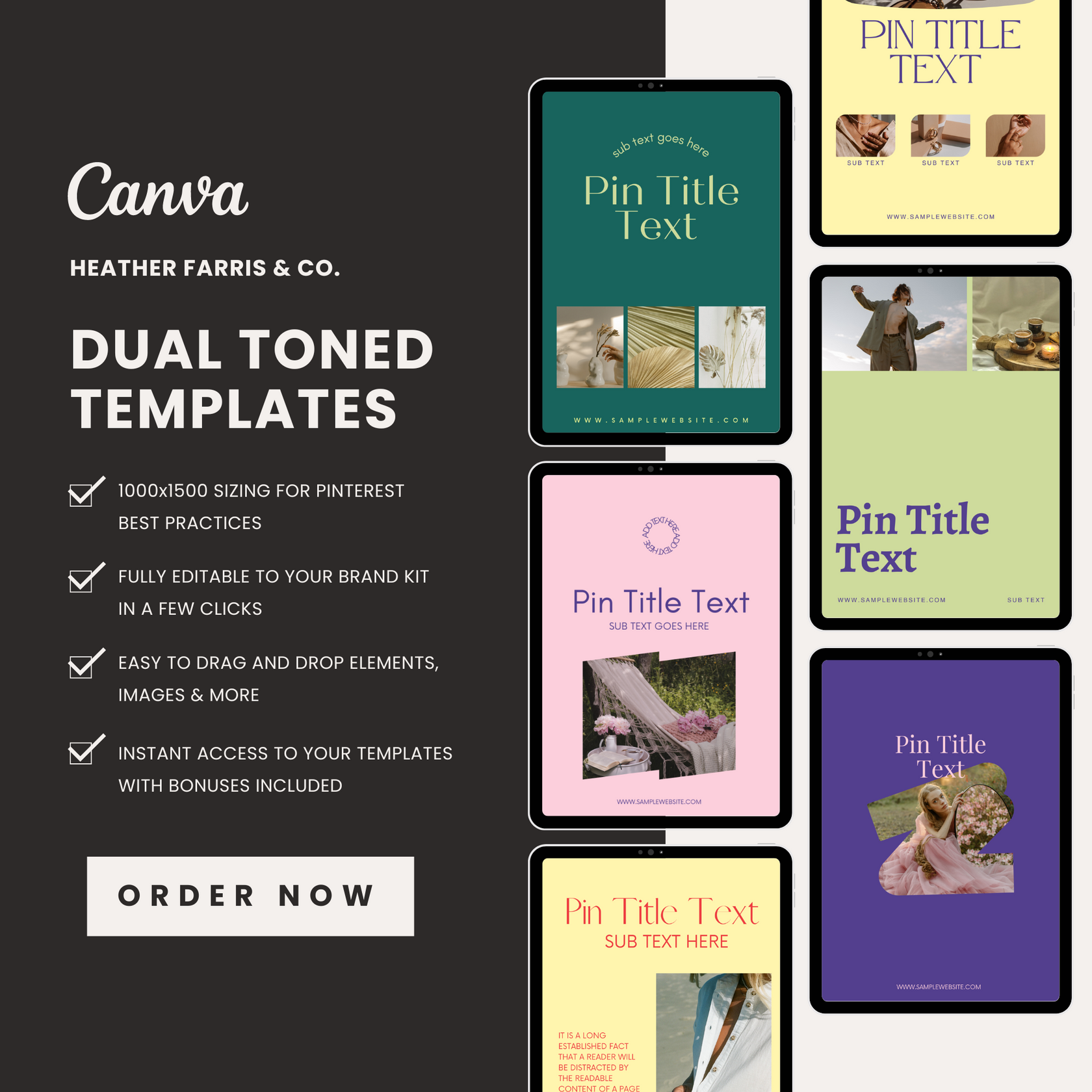 Dual Toned Aesthetic Pinterest Templates for Canva – heatherfarrisco